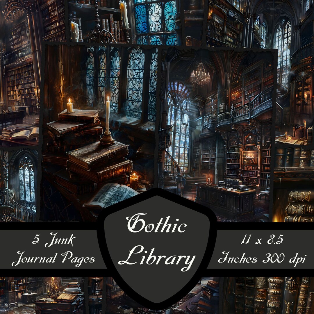 Gothic Library Junk Journal Pages, Dark Academia Scrapbook Paper ...