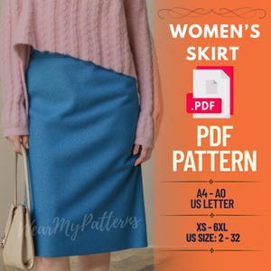 Pencil Skirt Sewing Pattern PDF: Classic Office Style (sizes XS-6XL ...