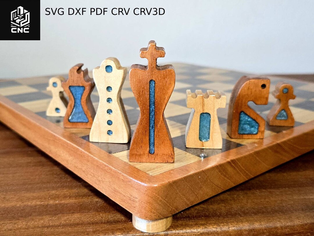 Chess Set 2D CNC Files & Instructions, Vector and Project Files Svg Dxf ...