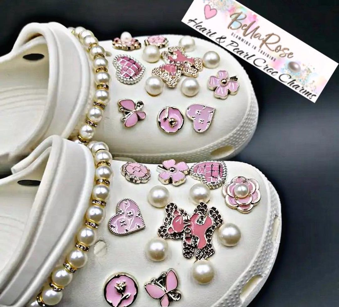 Pearl Croc Chain & Charm Set: Pink Rhinestone Shoe Jewels - Etsy