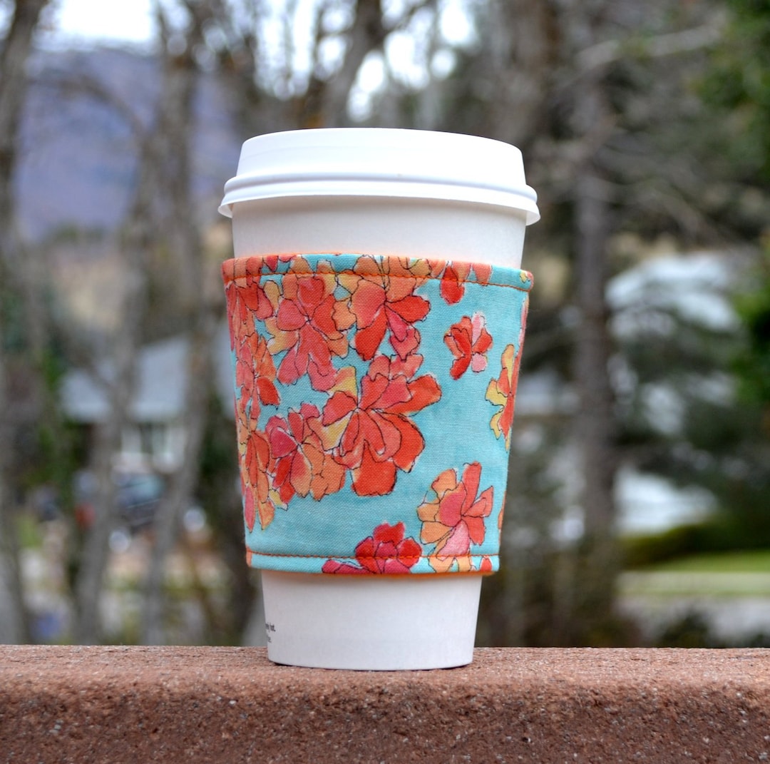 Hot + Iced Fabric Coffee Cozy / Cup Sleeve / Coffee Sleeve - Orange ...