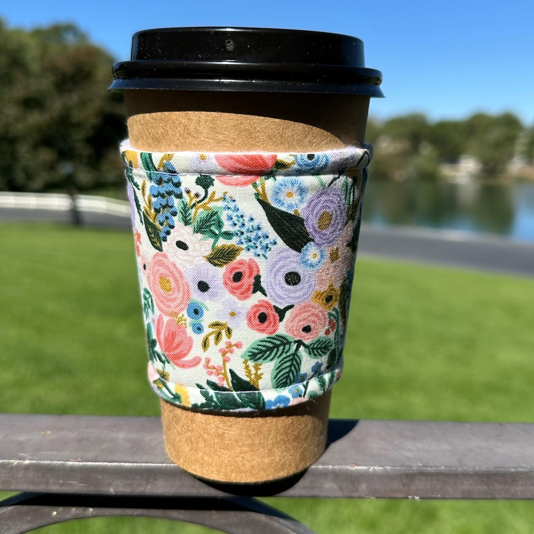 Hot or Iced Fabric Coffee Cozy / Cup Cuff / Coffee Sleeve / Rifle Paper ...