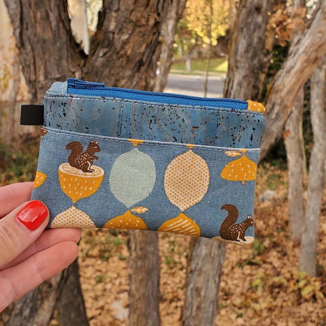 The Mini Zipper Pouch Front Slip Pocket / Card Holder Coin Cash Change ...