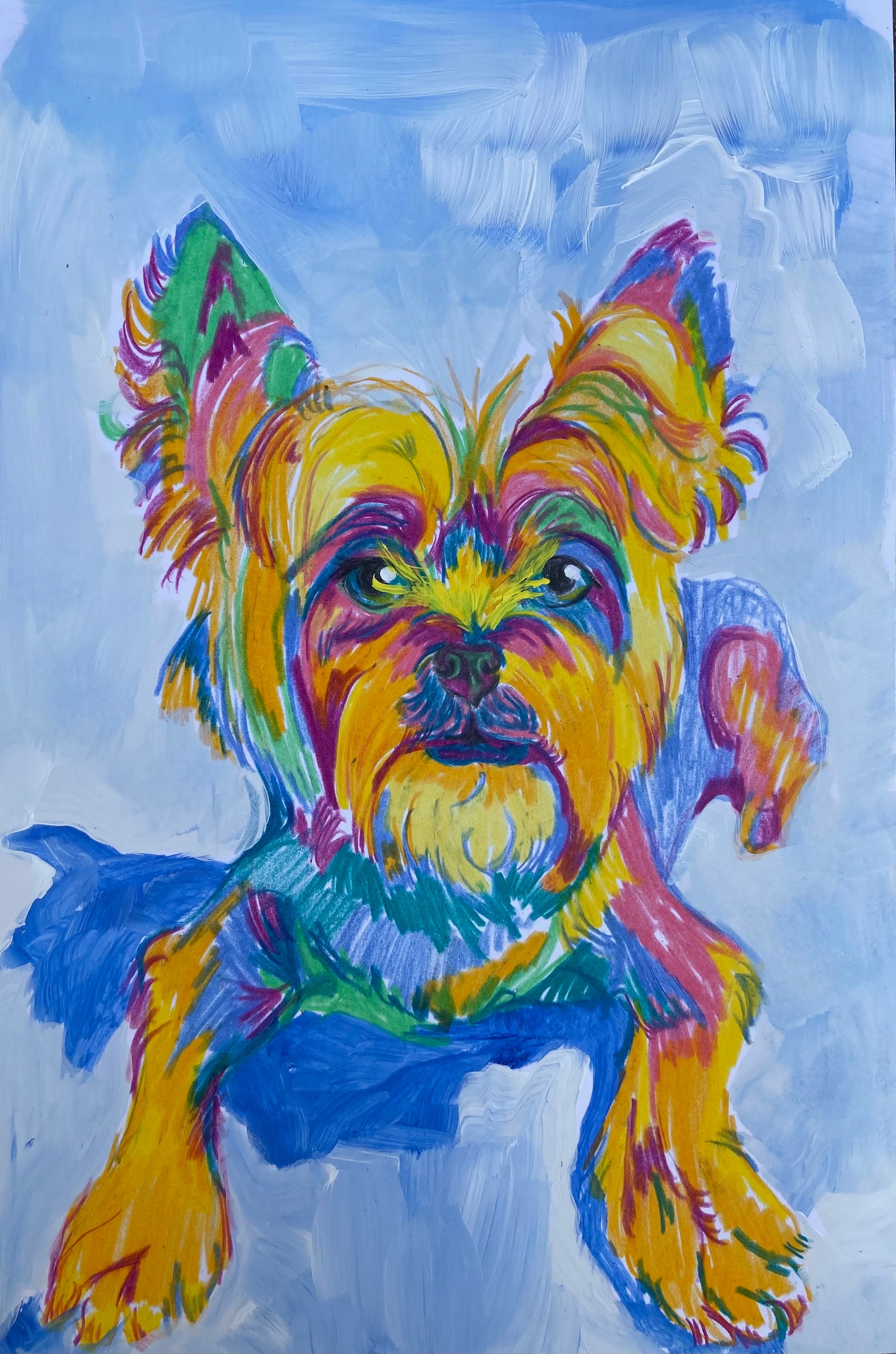 Hand Drawn, Custom Dog Portrait, Impressionistic, Colorful, Pet ...