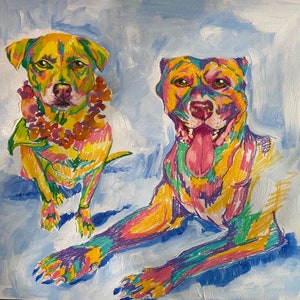 Hand Drawn, Custom Dog Portrait, Impressionistic, Colorful, Pet ...