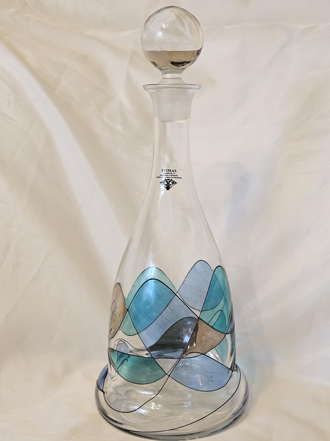 Vintage Crystal Romanian Stained Glass Decanter - Etsy