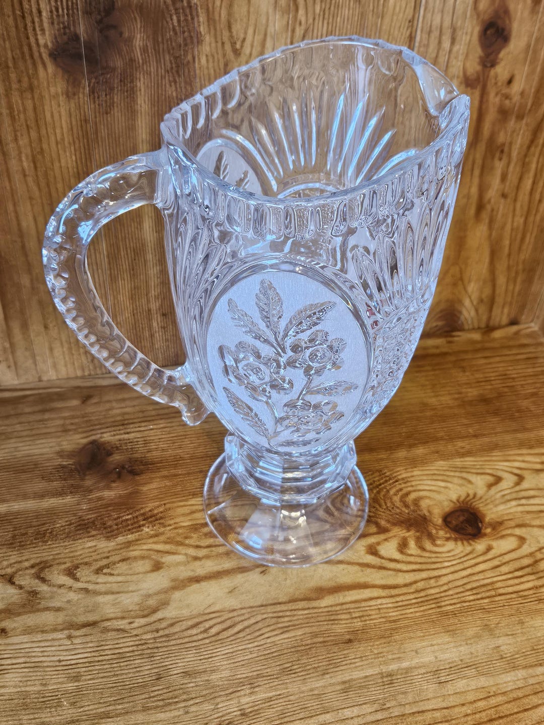 Vintage Lead Crystal Pitcher by Crystal Clear Industries Flora ...