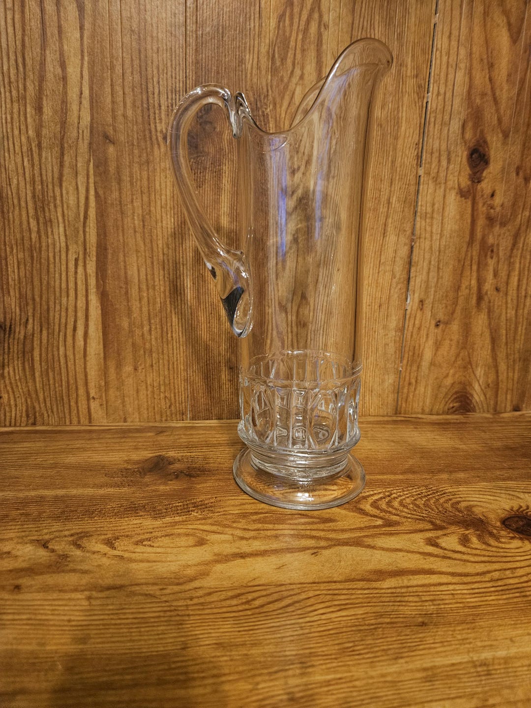 Vintage Clear Glass Long Water Pitcher. - Etsy