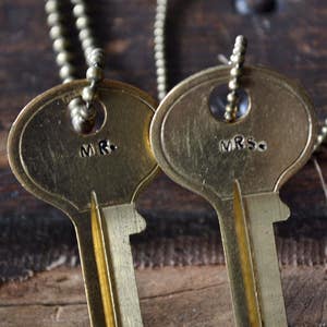 Mr & Mrs Matching Key Necklaces - Wedding Keys - His and Her Key to the ...