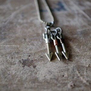 Huntress Triple Arrow Necklace - Wire Wrapped Arrow Necklace - Tribal ...