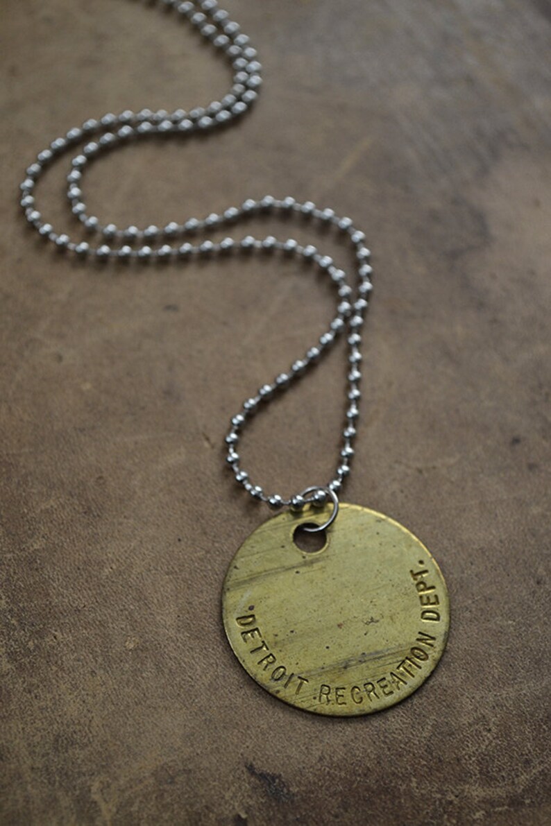 Authentic Vintage Detroit Tag Metal Necklace - Detroit Jewelry - Mens ...
