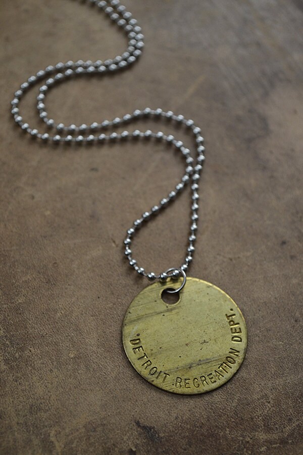 Authentic Vintage Detroit Tag Metal Necklace - Detroit Jewelry - Mens ...