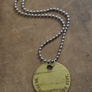 Authentic Vintage Detroit Tag Metal Necklace - Detroit Jewelry - Mens ...