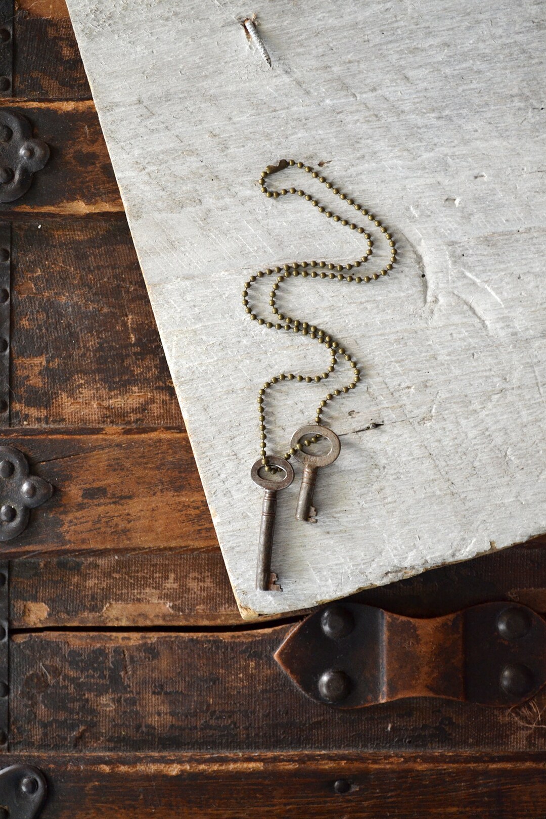 Key Collector Necklace - Rustic Skeleton Key Necklace - Recycled ...