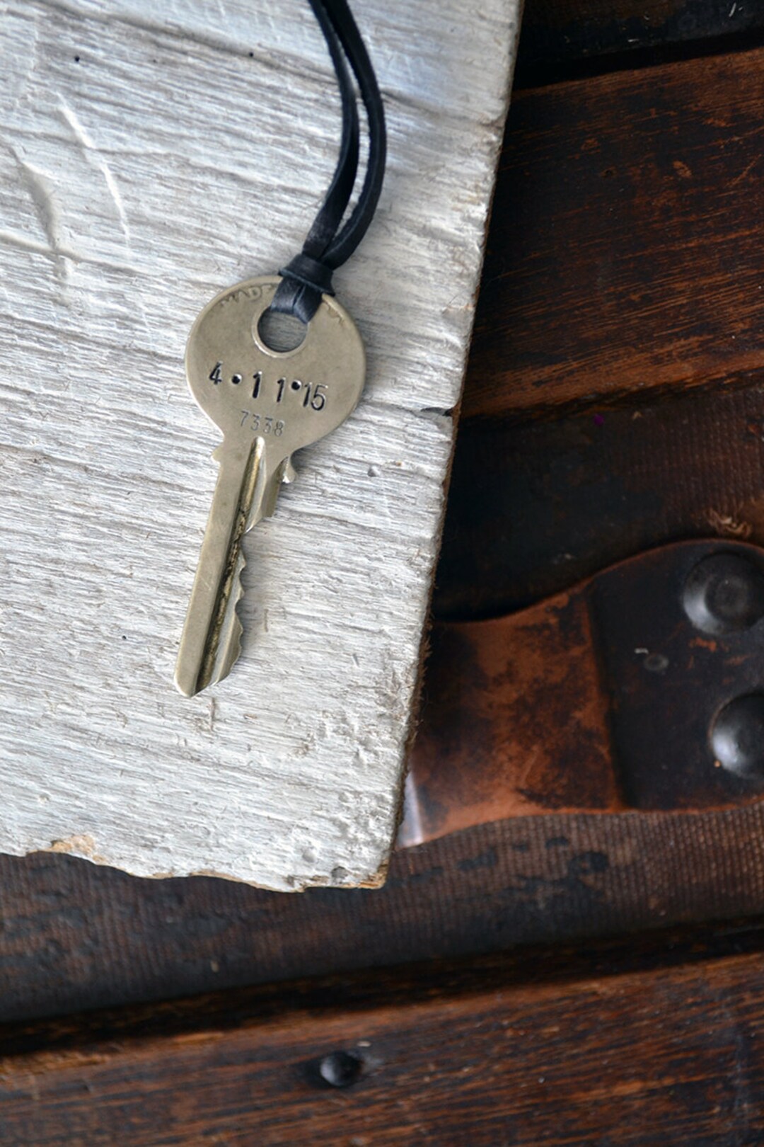 Custom Date Key Necklace - Hand-stamped Key - Personalized Key ...