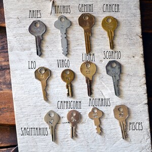 Zodiac Key Necklace - Hand Stamped Key - Zodiac Jewelry - Mens Zodiac ...