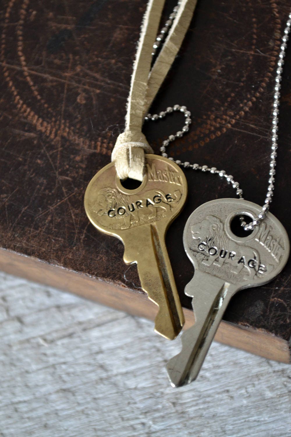 Key of Courage Vintage Key Necklace Brass Lion Key - Etsy
