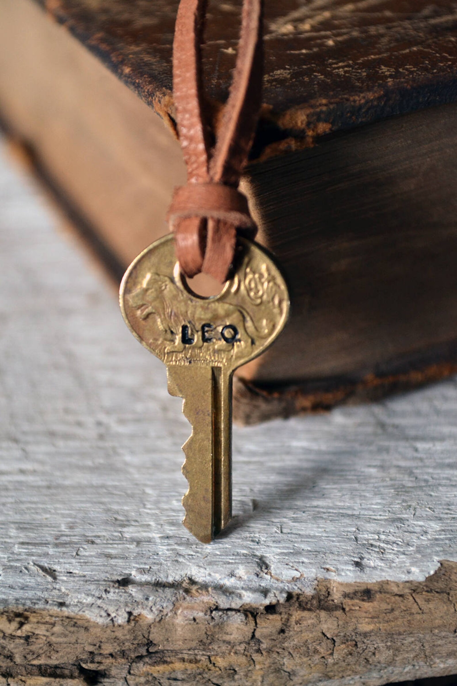 Leo Key - Vintage Key Necklace - Brass Lion Key - Masterlock Key ...