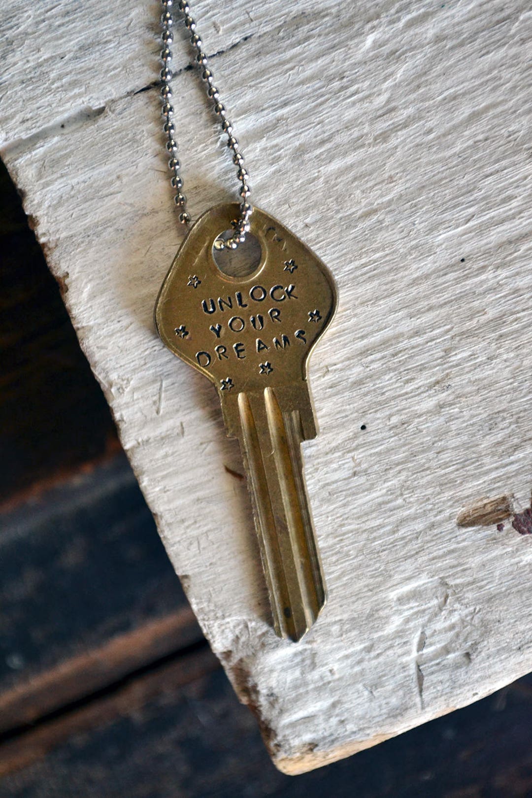 Key of Dreams - Unlock Your Dreams - Hand-stamped Key Necklace ...