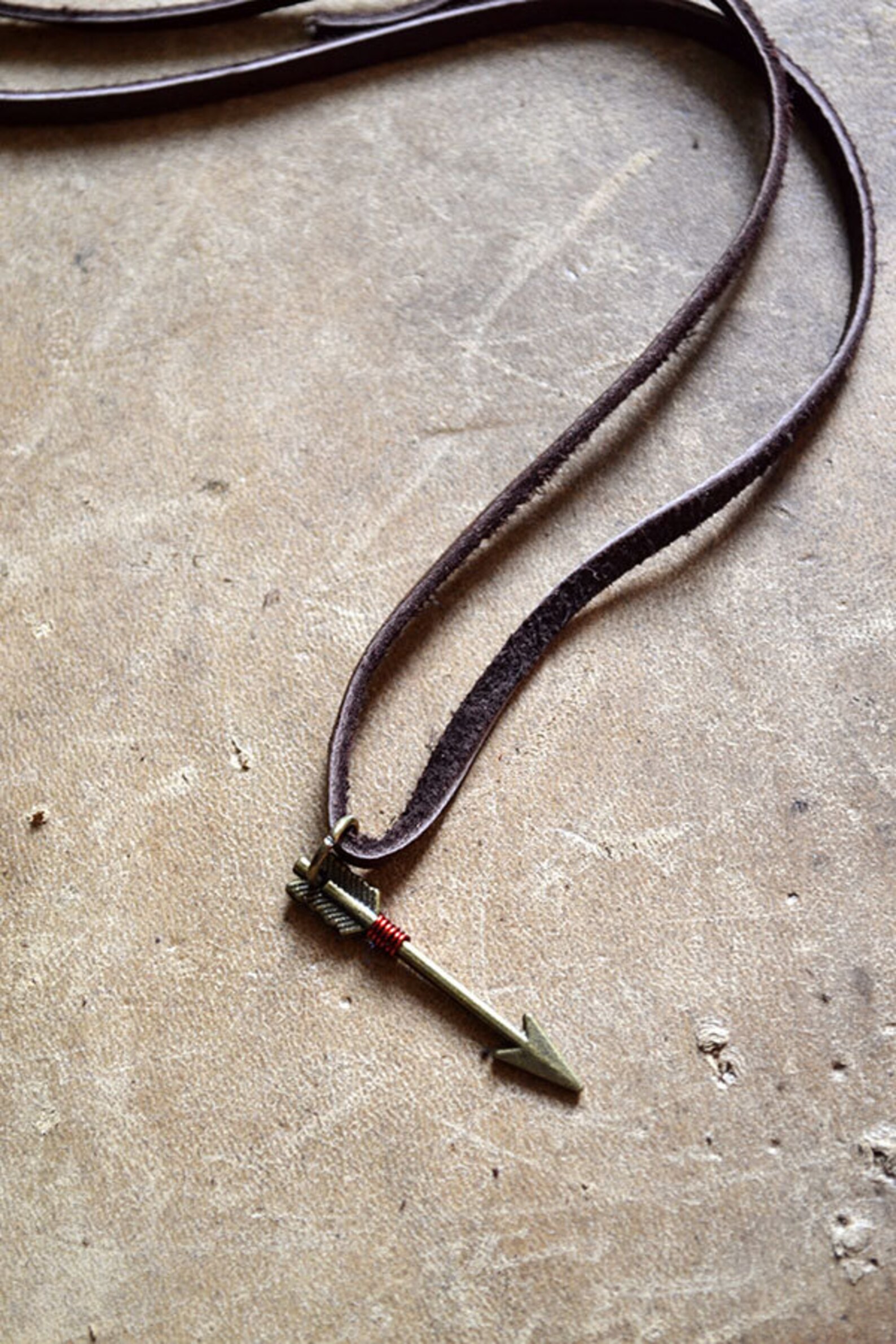 Lucky Arrow Necklace Leather Arrow Necklace Follow Your - Etsy