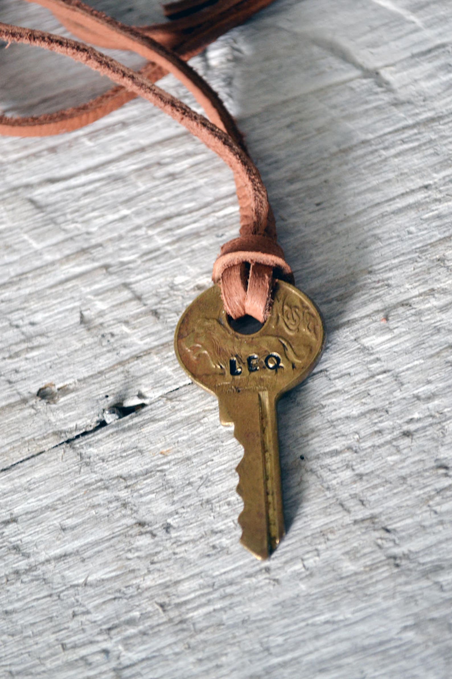 Leo Key - Vintage Key Necklace - Brass Lion Key - Masterlock Key ...