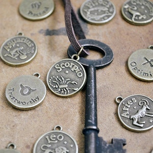 Zodiac Key Necklace - Horoscope Key Necklace - Skeleton Key Jewelry ...