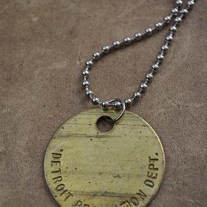 Authentic Vintage Detroit Tag Metal Necklace - Detroit Jewelry - Mens ...