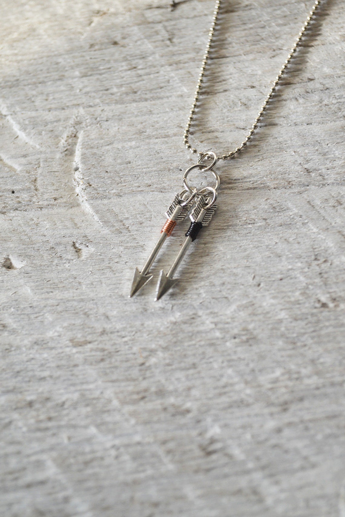Silver Double Arrow Necklace - Wire Wrapped Arrow - Silver Arrow ...