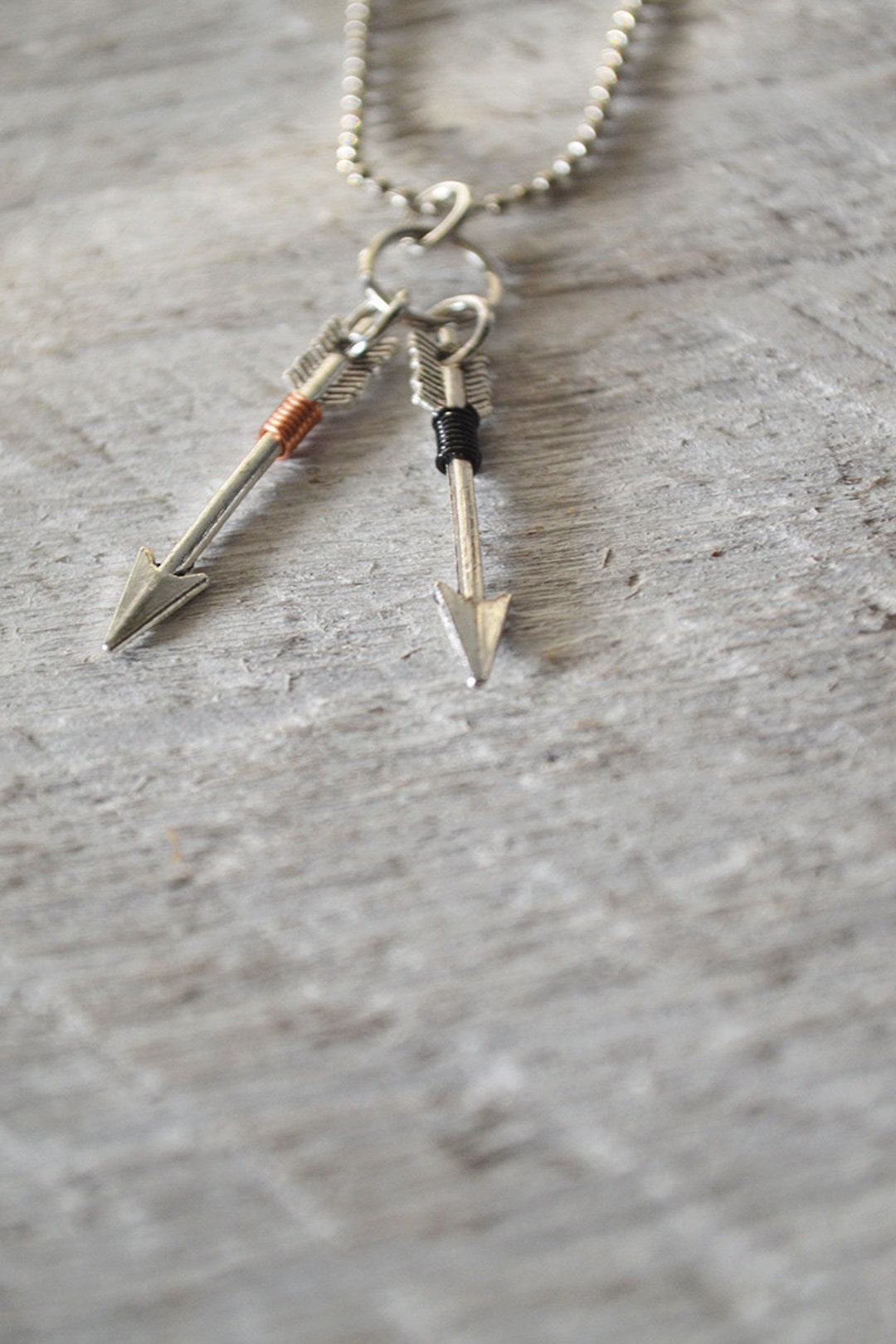Silver Double Arrow Necklace - Wire Wrapped Arrow - Silver Arrow ...