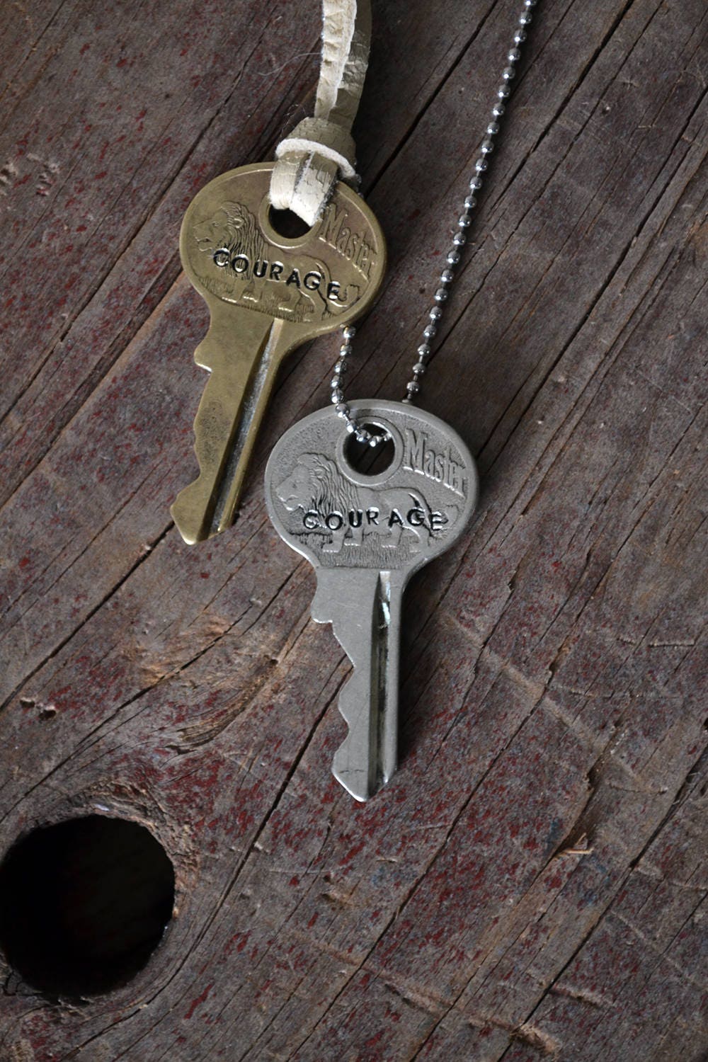 Key of Courage Vintage Key Necklace Brass Lion Key - Etsy