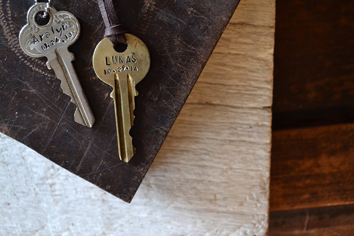 Key Necklace the Birthday Key Custom Name & Date Key Key - Etsy
