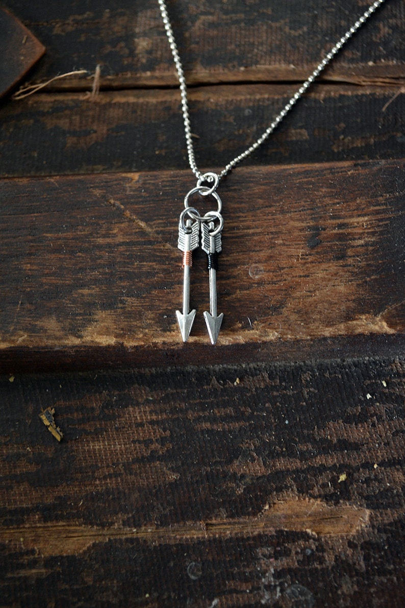 Silver Double Arrow Necklace - Wire Wrapped Arrow - Silver Arrow ...