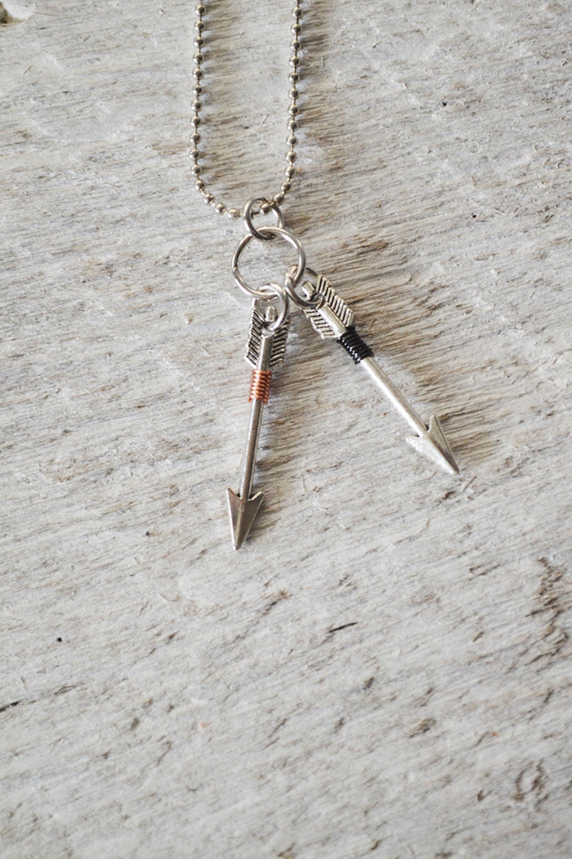 Silver Double Arrow Necklace - Wire Wrapped Arrow - Silver Arrow ...