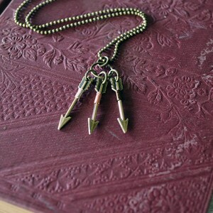 Huntress Triple Arrow Necklace - Wire Wrapped Arrow Necklace - Tribal ...