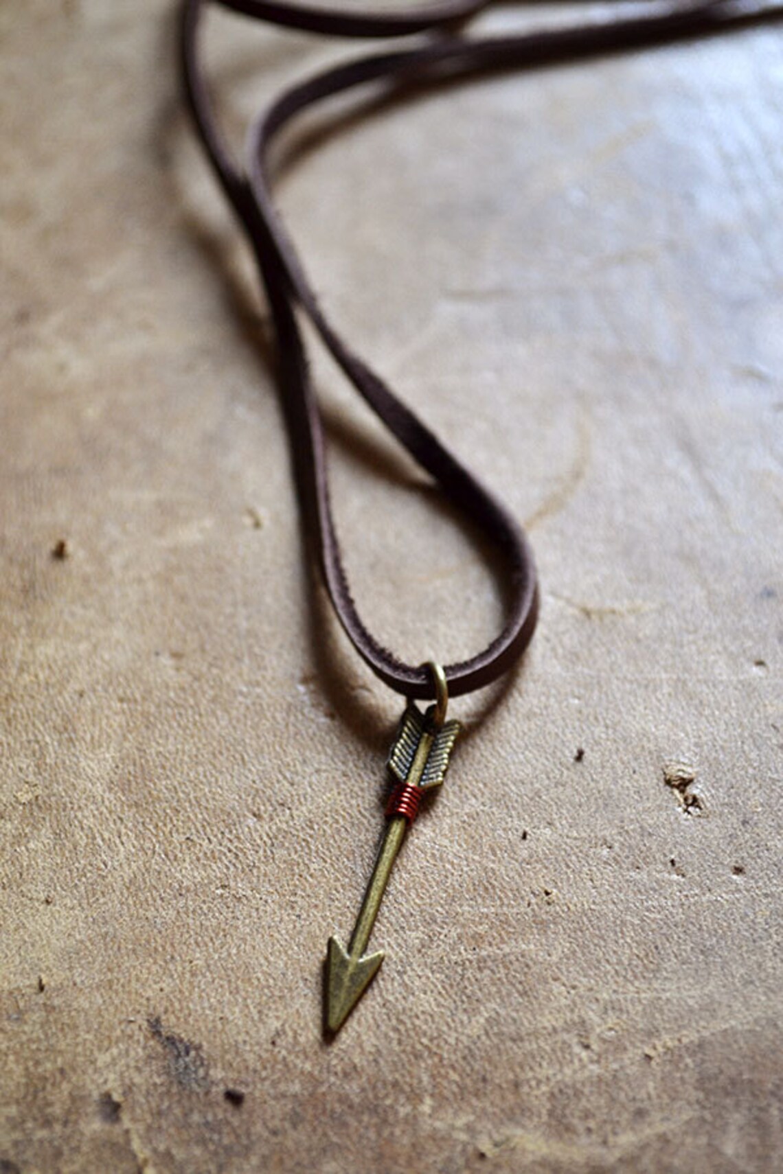 Lucky Arrow Necklace Leather Arrow Necklace Follow Your | Etsy