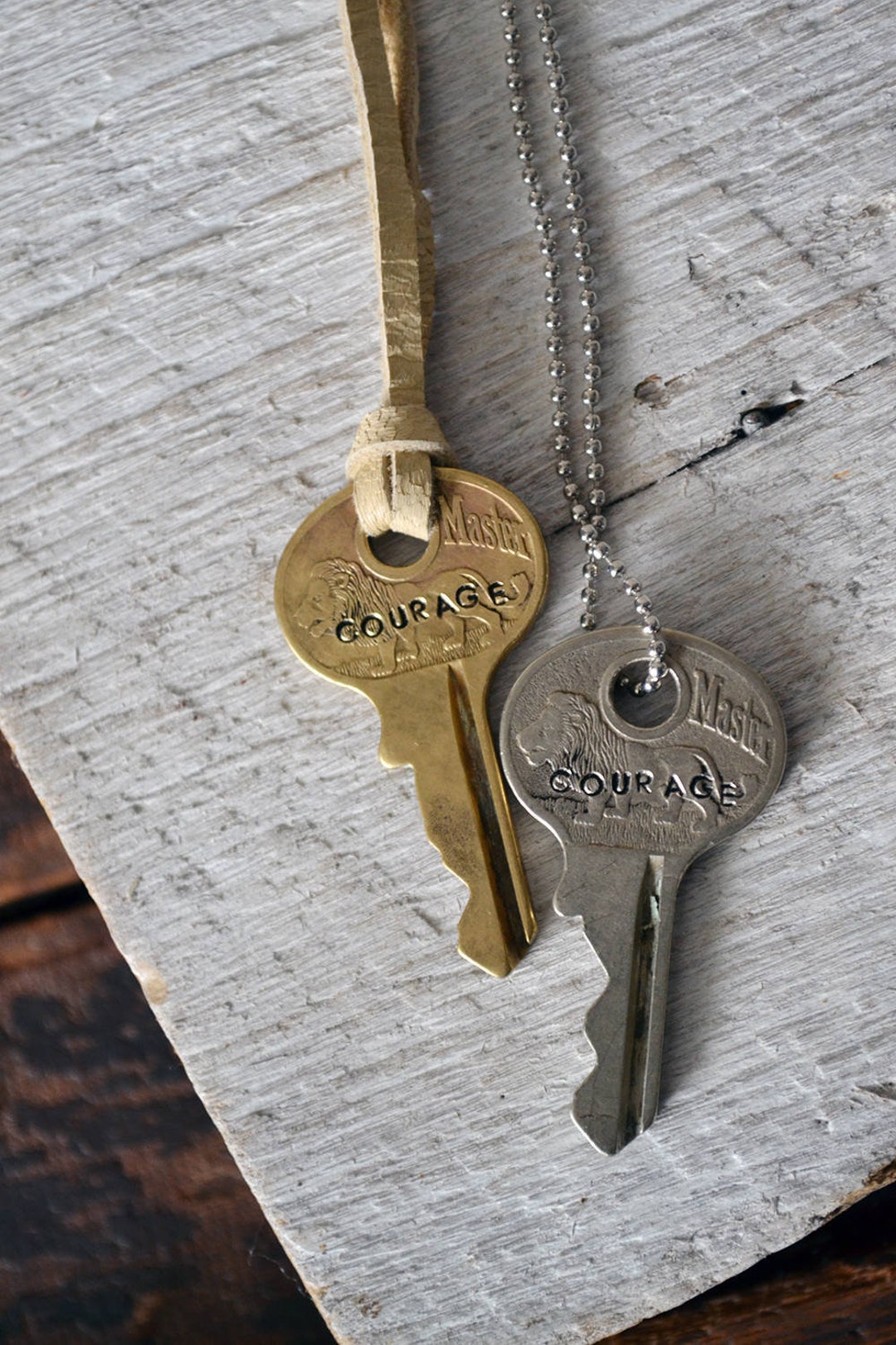 Key of Courage - Vintage Key Necklace - Brass Lion Key - Masterlock Key ...