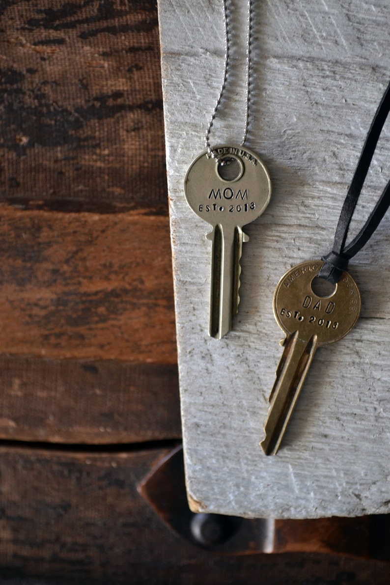 Custom Dad Key Necklace - Key to Dads Heart - Hand Stamped Key Necklace ...