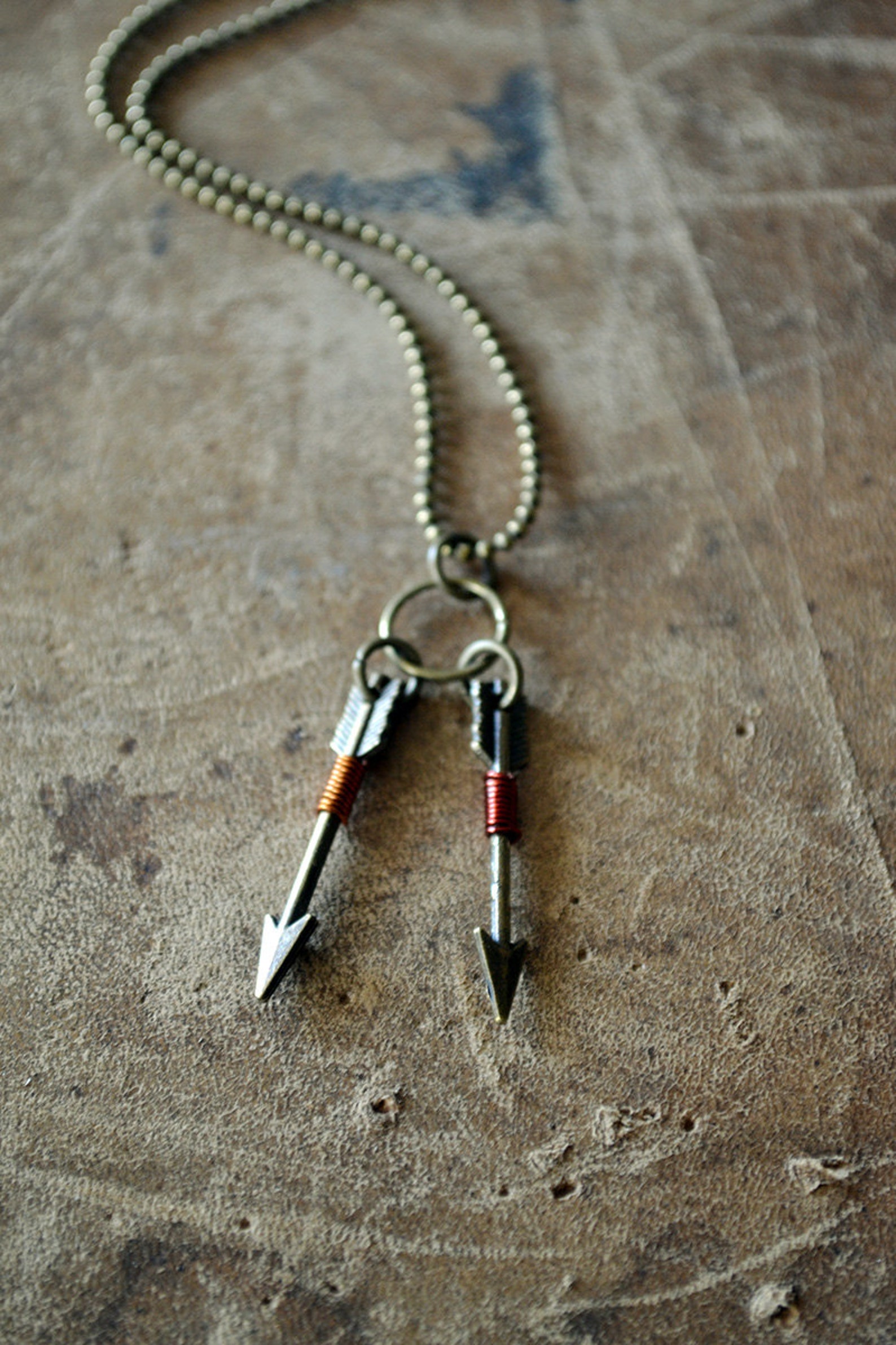 Huntress Double Arrow Necklace - Wire Wrapped Arrow - Brass Arrow ...