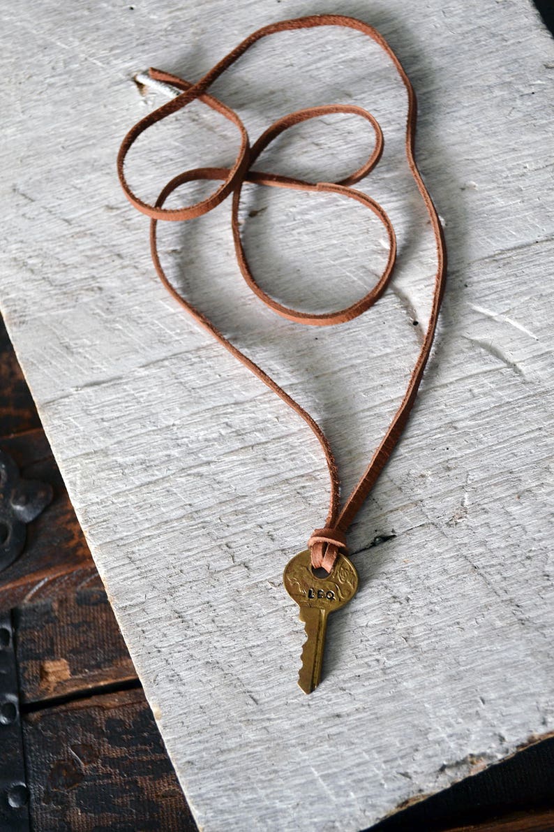Leo Key - Vintage Key Necklace - Brass Lion Key - Masterlock Key ...