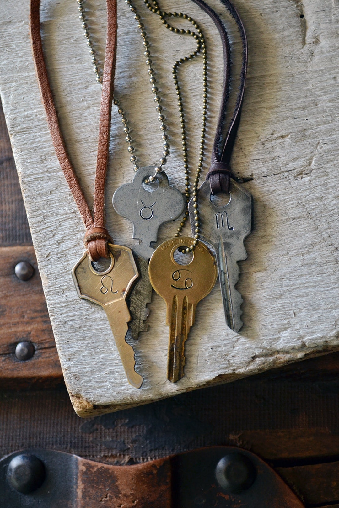 Zodiac Key Necklace - Hand Stamped Key - Zodiac Jewelry - Mens Zodiac ...