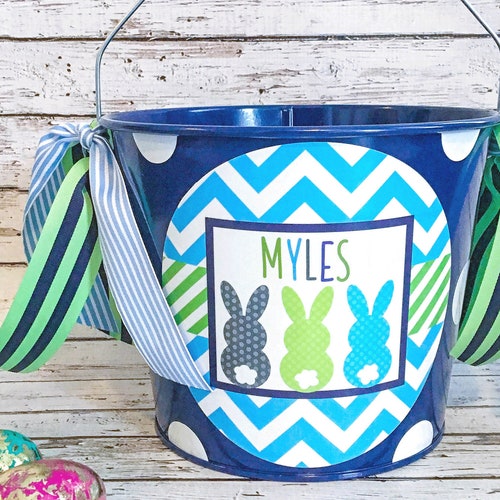 Personalized Leopard Easter Bucket for Girls Easter Bunny - Etsy