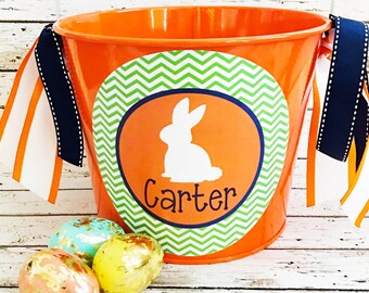 Custom 10 QUART bucket with stacked name in green and blues | Etsy