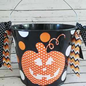 Personalized Halloween Jack O Lantern Bucket for Trick or Treating - Etsy