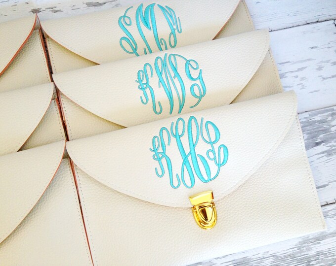 Monogrammed Envelope Clutch in CREAM - Etsy