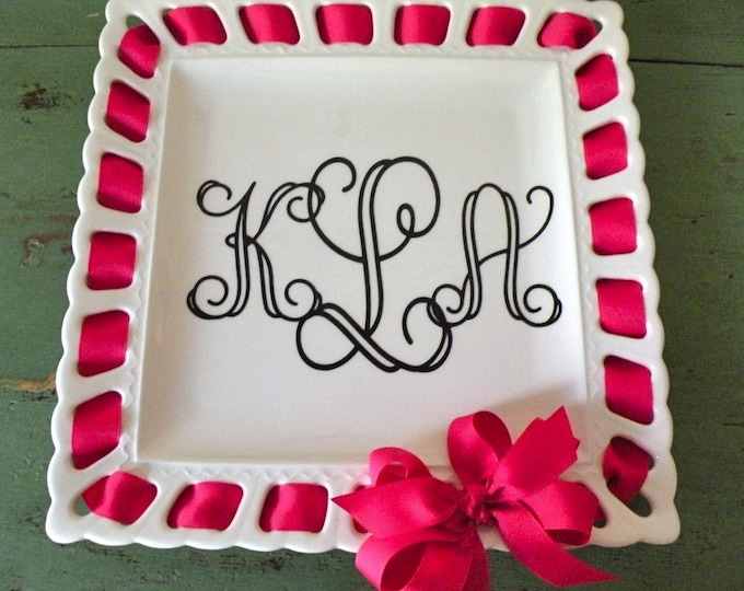 Personalized Square Ribbon Plate - Etsy