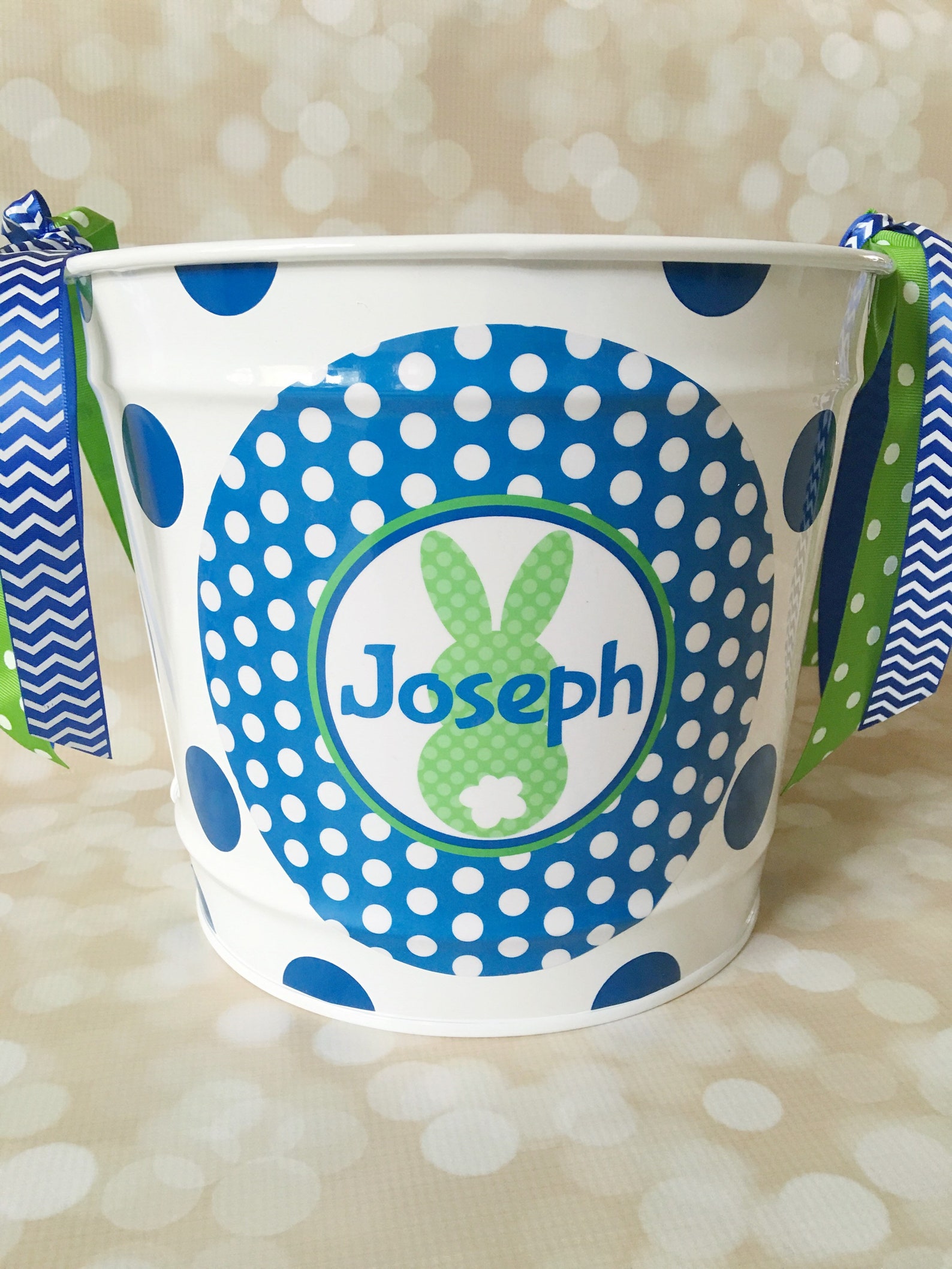 Personalized Easter Boy Bunny Pail Basket | Etsy
