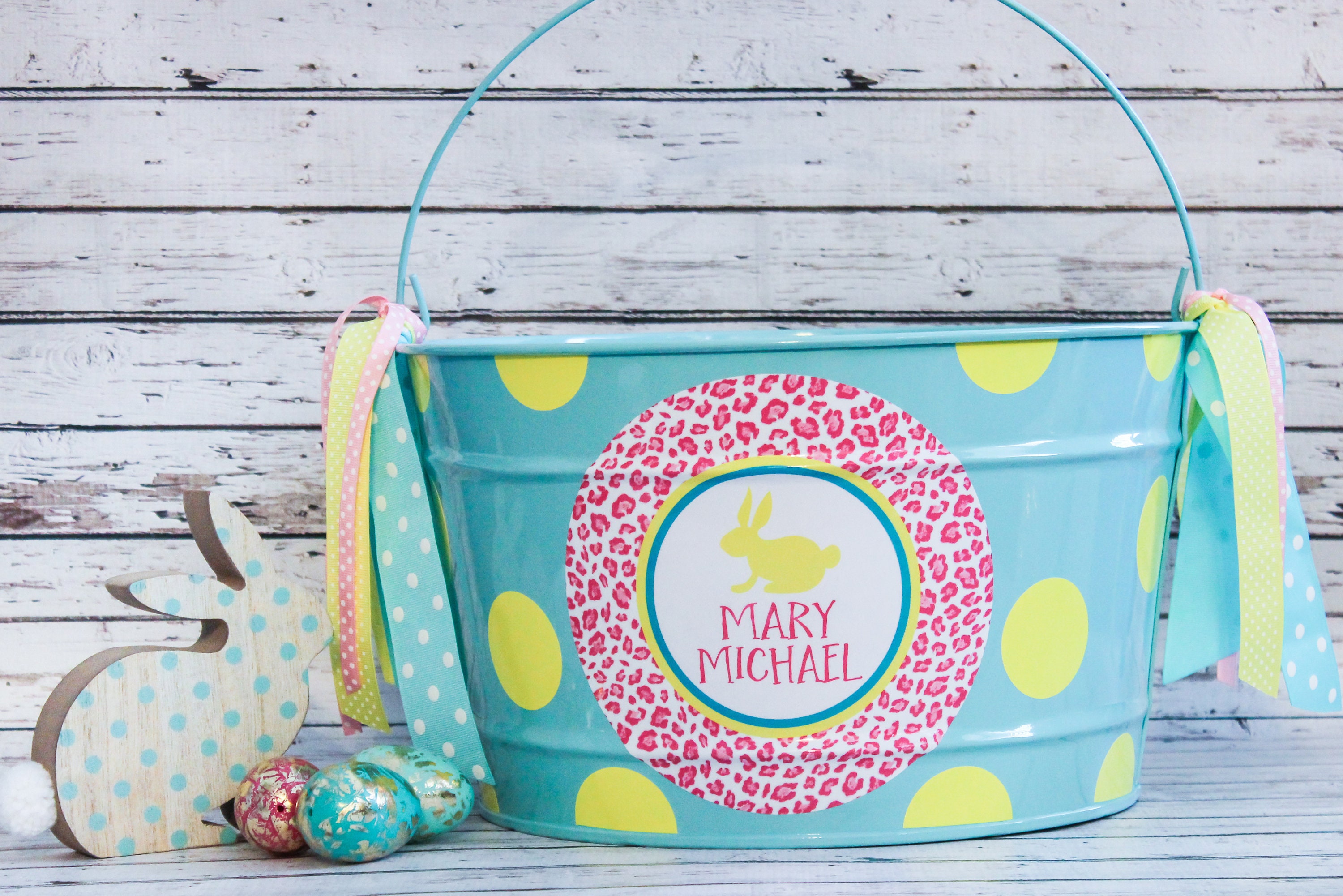 Personalized Leopard Easter Bucket for Girls Easter Bunny | Etsy