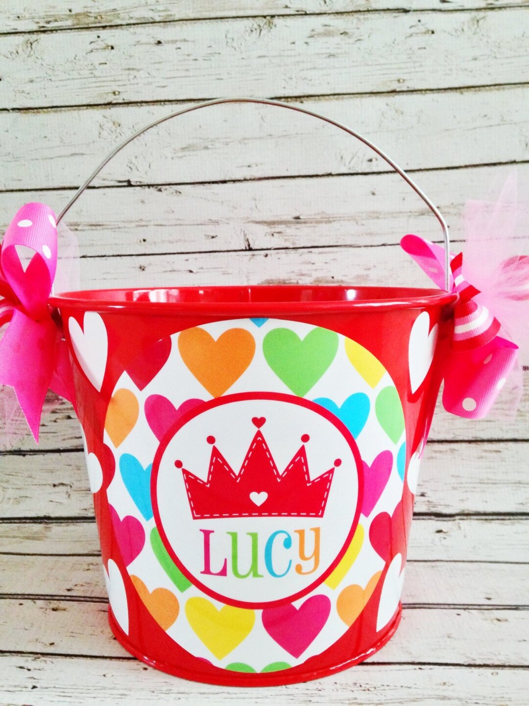 Personalized Valentine Crown Pail for Girls - Etsy