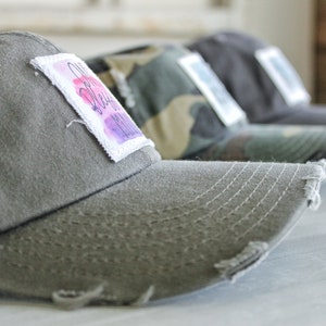 Custom Distressed Baseball Hat With Printed Patch - Etsy