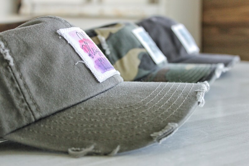 Custom Distressed Baseball Hat With Printed Patch - Etsy